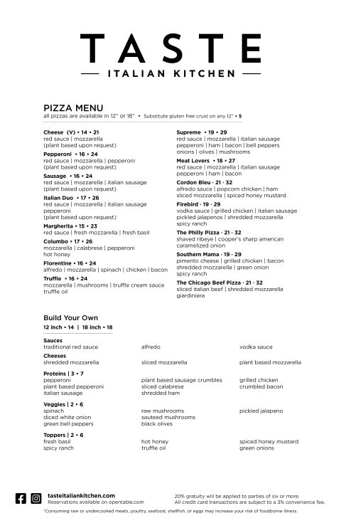 Menus - Taste